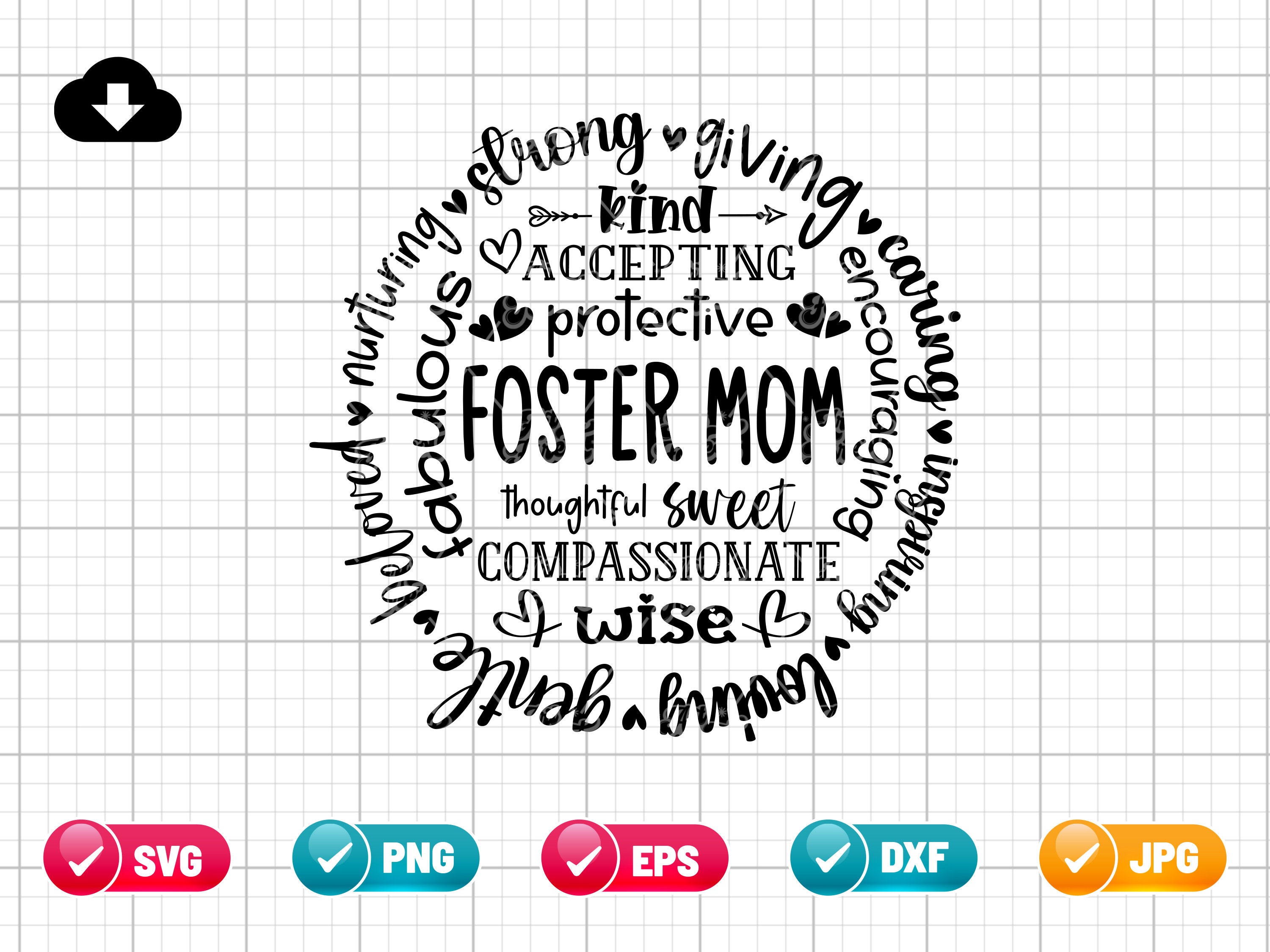 Foster Mom SVG PNG EPS Mom Svg Mothers Day Svg Mom Gifts Idea Cute Mom ...