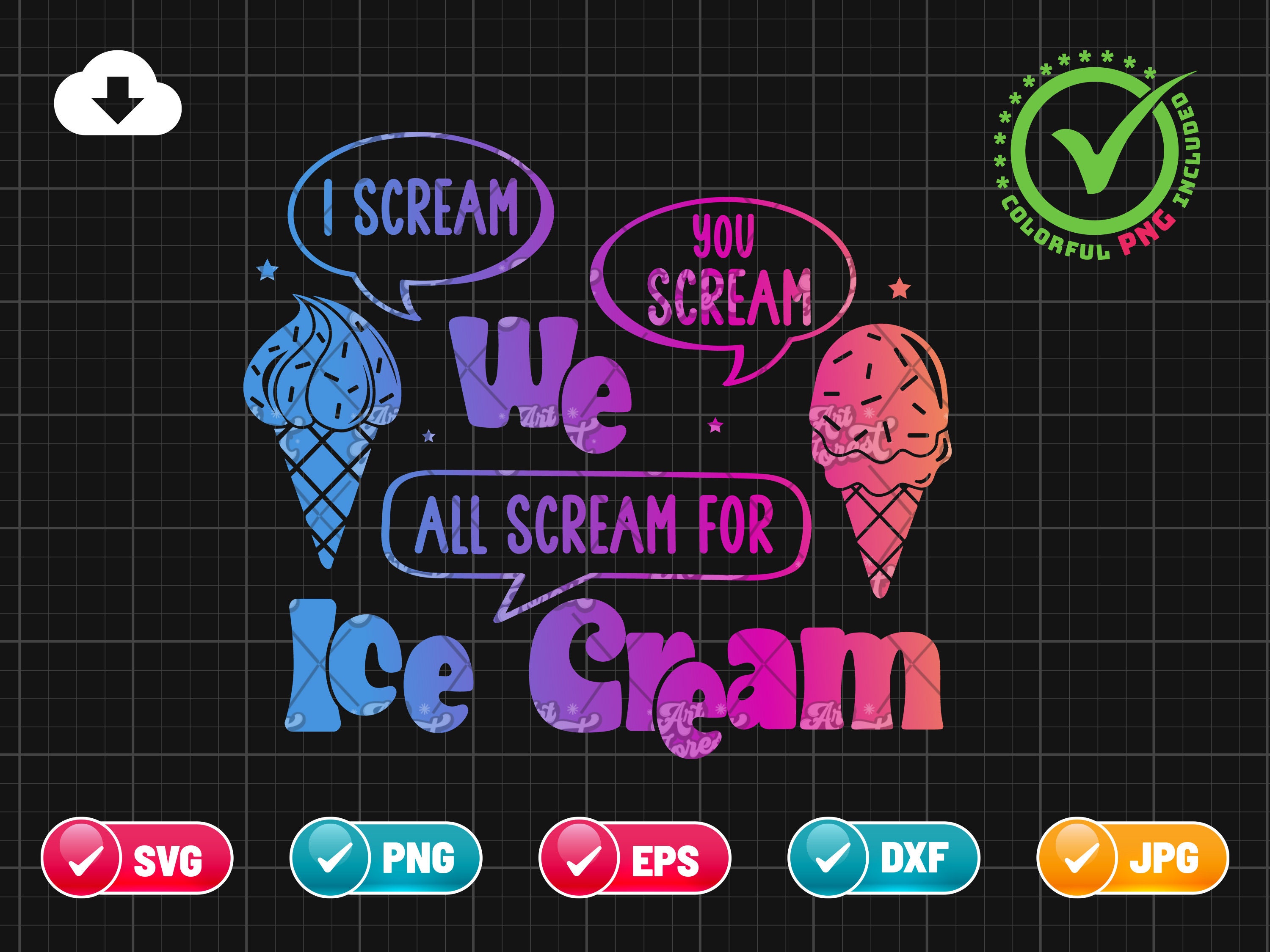 We All Scream for Ice Cream SVG PNG EPS | Ice Cream Svg | Summer Shirt ...