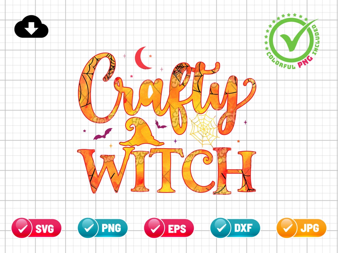 Crafty Witch SVG PNG EPS Halloween Svg Witch Hat Svg - Etsy