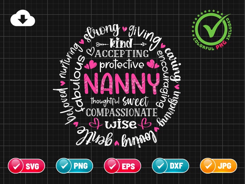 Nanny SVG PNG EPS | Nanny Definition Svg | Grandma Svg | Grandmother ...