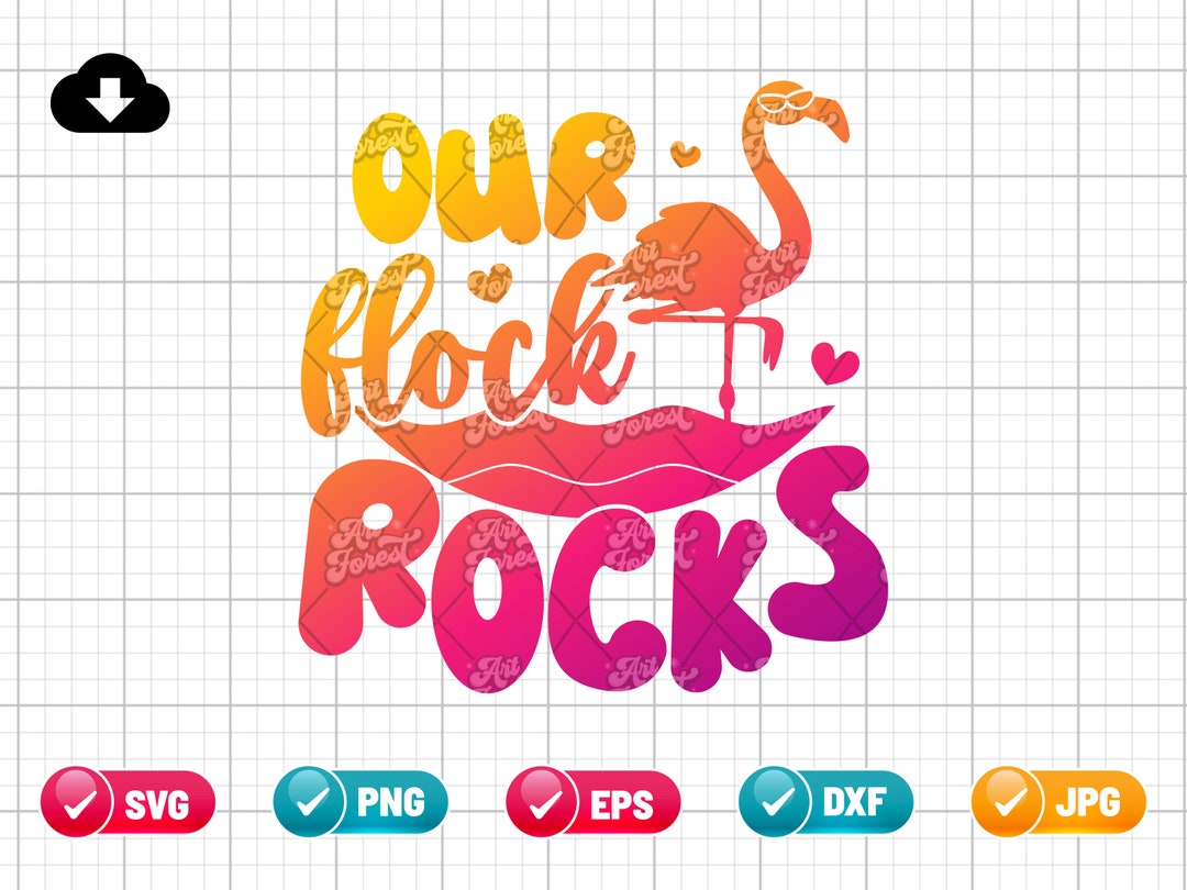 Our Flock Rocks SVG PNG EPS | Flock Svg | Flamingo Svg | Beach Svg ...