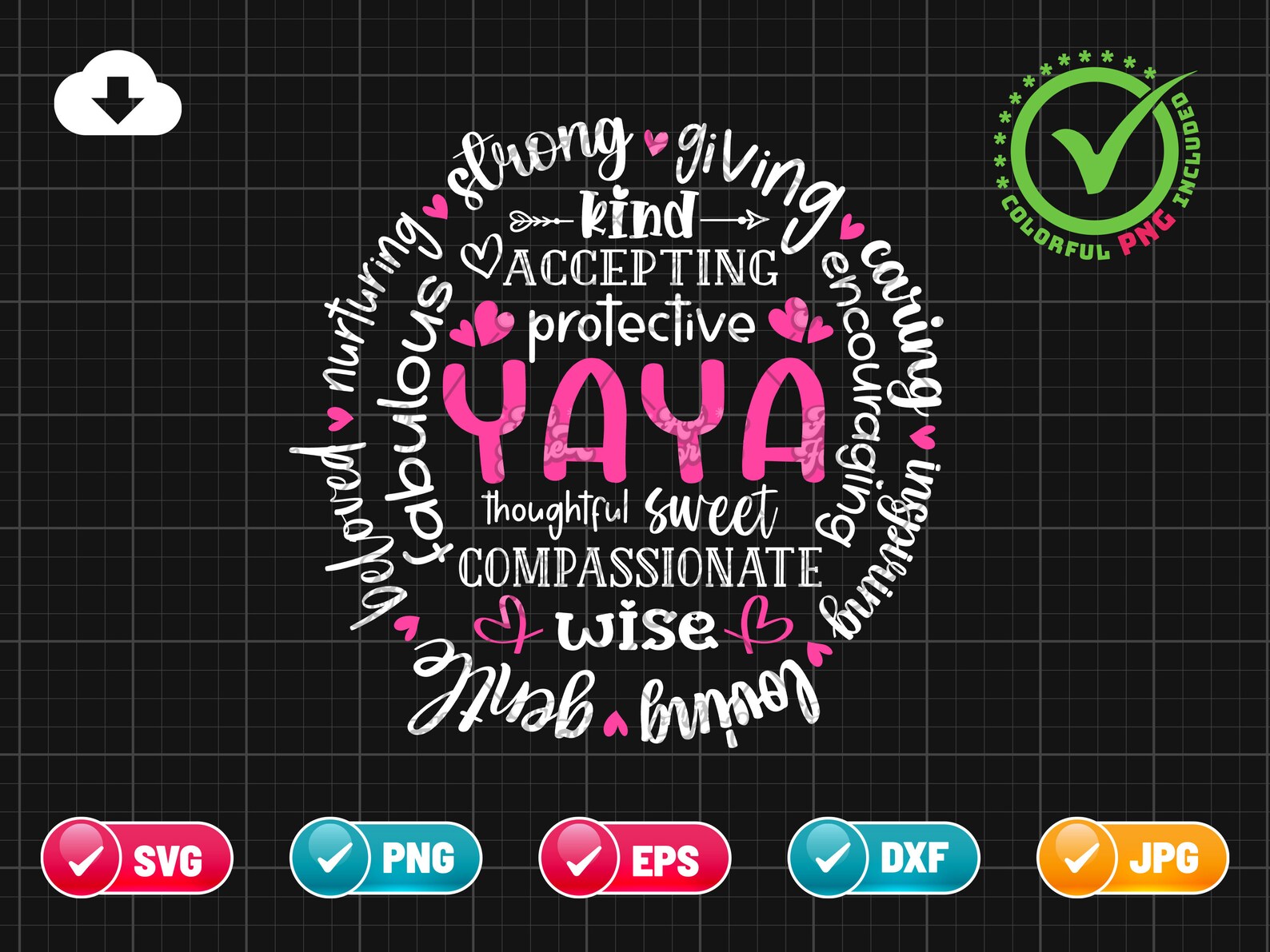 Yaya SVG PNG EPS | Yaya Definition Svg | Grandma Svg | Grandmother Svg ...