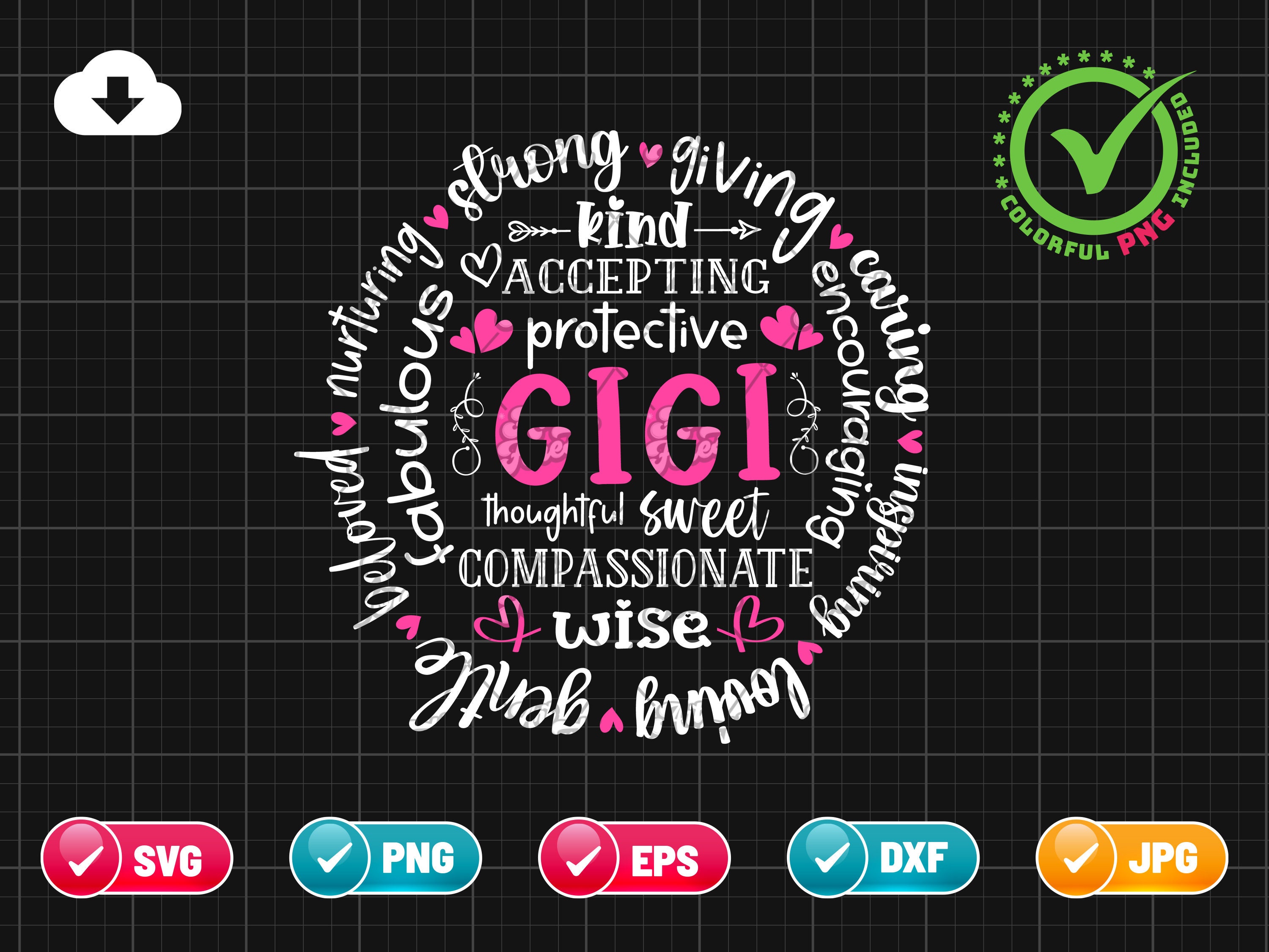 Gigi SVG PNG EPS | Gigi Definition Svg | Grandma Svg | Grandmother Svg ...