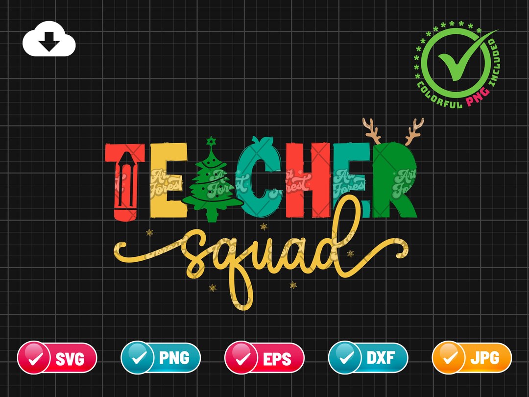 Teacher Squad SVG PNG EPS | Christmas Svg | Christmas Tree Svg ...