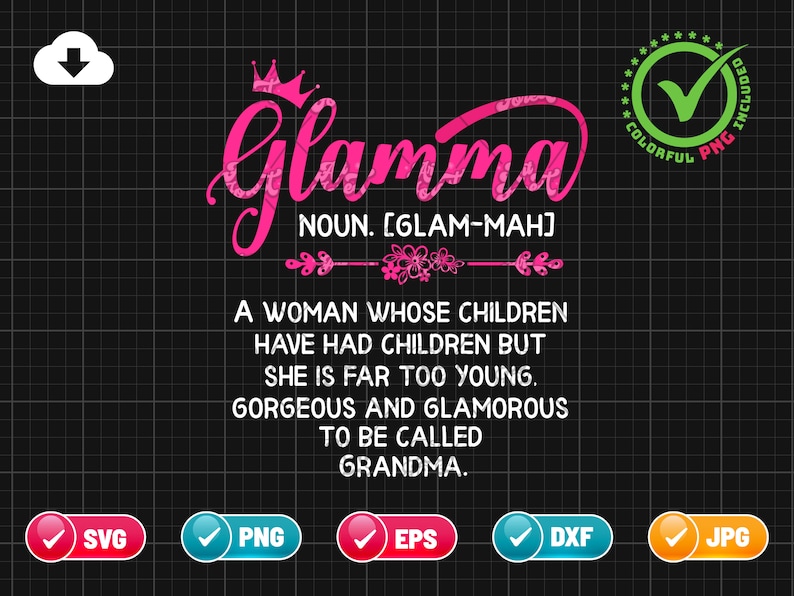 Glamma SVG PNG EPS | Glamma Svg | Definition Svg | Gift for Glamma Svg ...