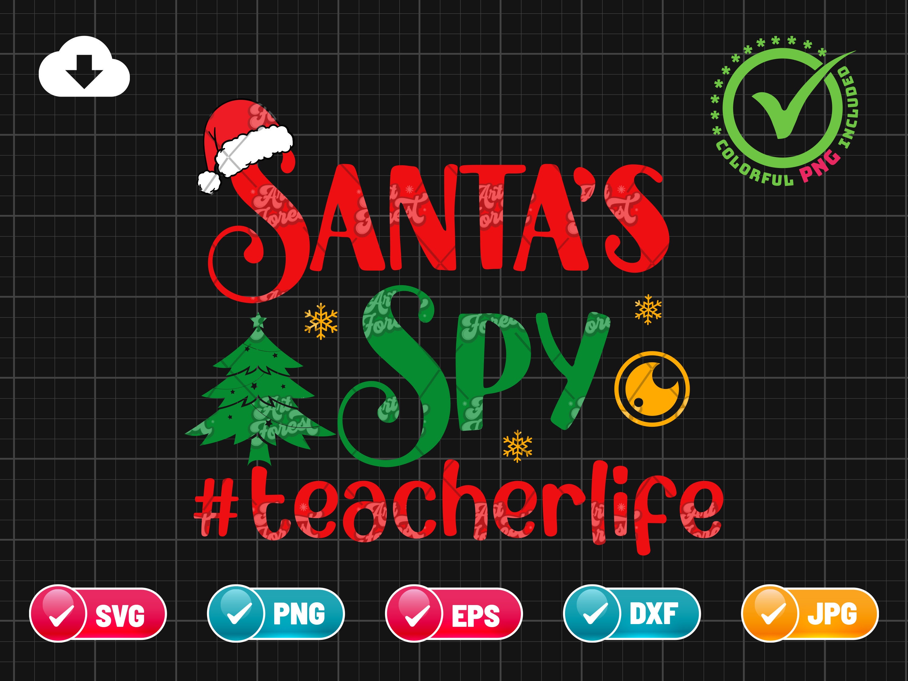 Santa Spy Teacher Life SVG PNG EPS | Christmas Svg | Santa Svg ...