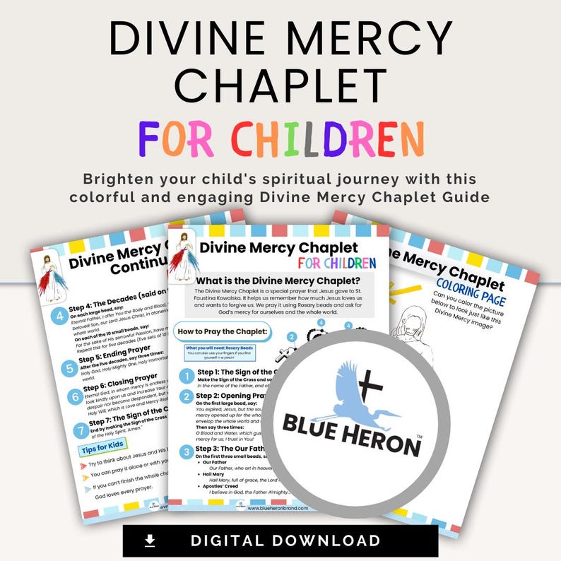 Catholic Children's Divine Mercy Chaplet Guide + Coloring Page (digital ...