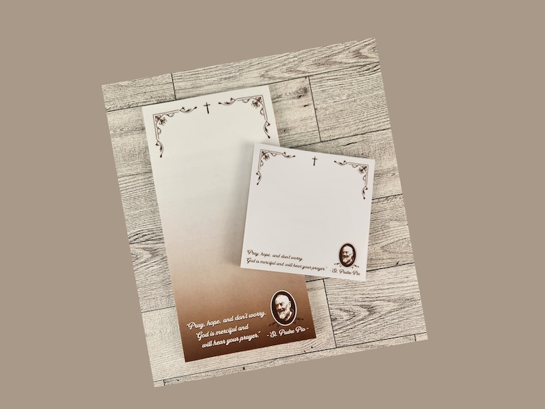 St. Padre Pio Notepad/padre Pio Catholic Notepads Stationery/pray Hope ...