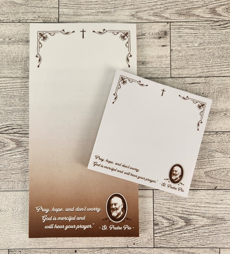 St. Padre Pio Notepad/padre Pio Catholic Notepads Stationery/pray Hope ...