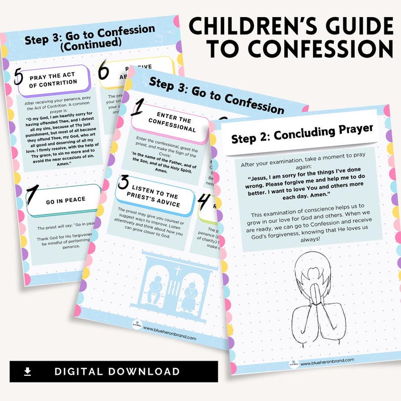 Childrens Examination of Conscience & Confession Guide DIGITAL DOWNLOAD ...