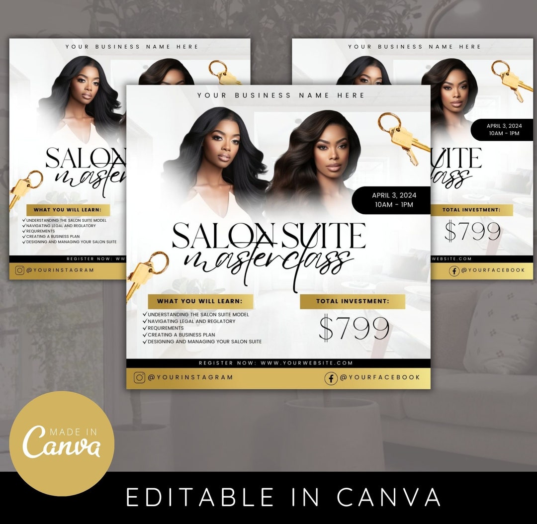 Editable Salon Suite Masterclass Template | Canva Class Tutorial ...