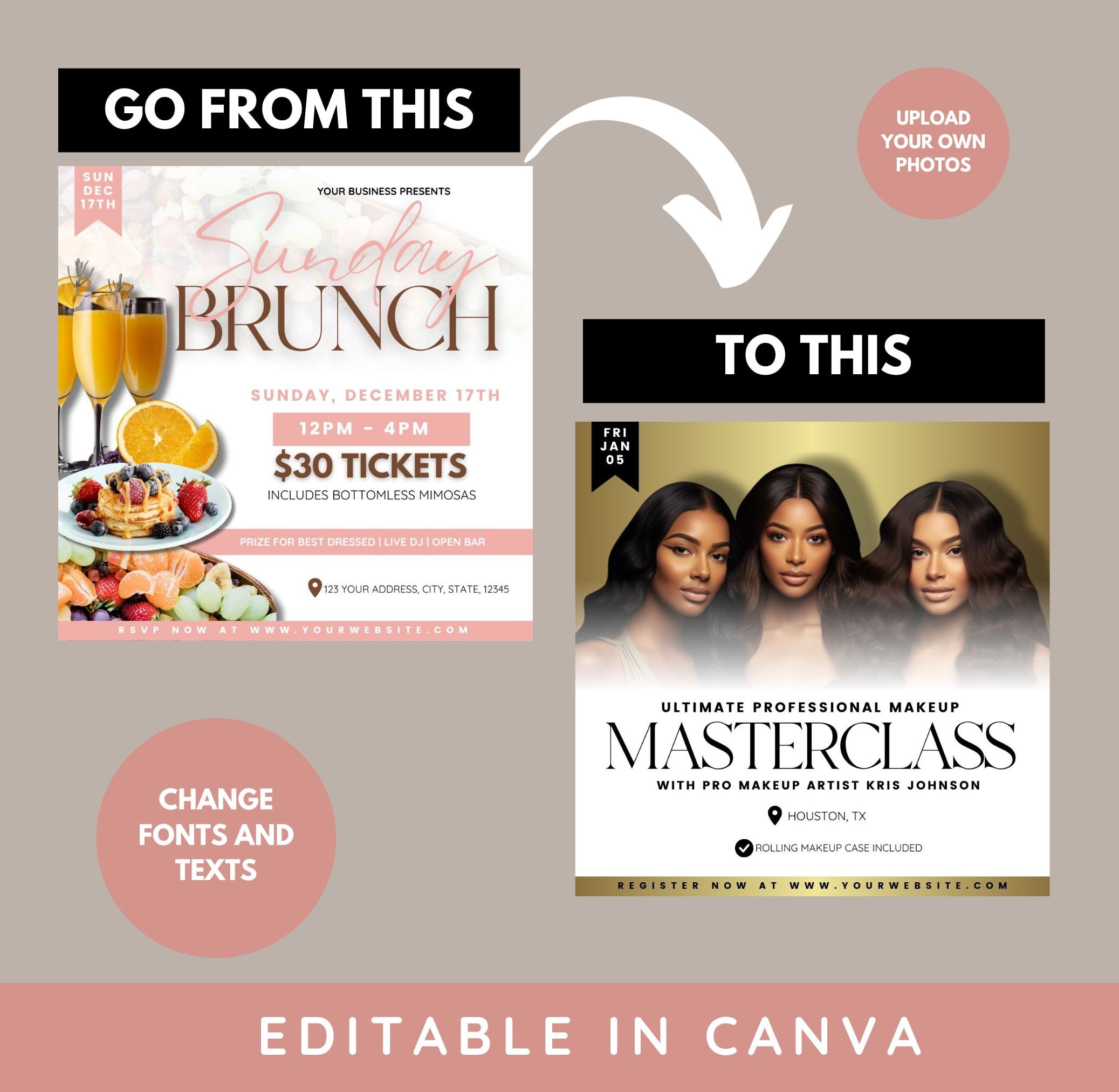 Editable Sunday Brunch Template | Canva Brunch | Design Business ...