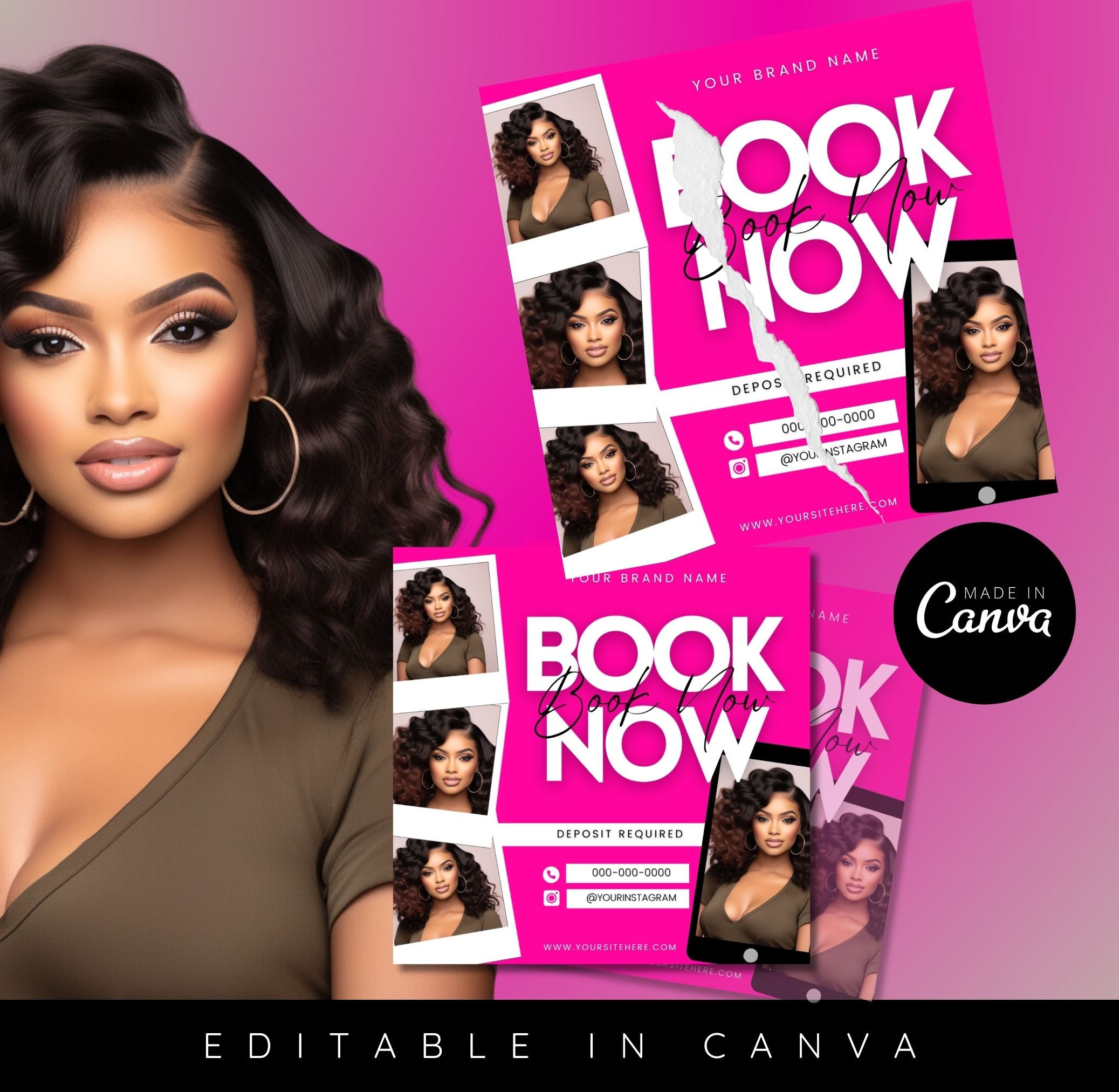 Canva Book Now Flyer Template Pink Book Now Flyer Digital - Etsy