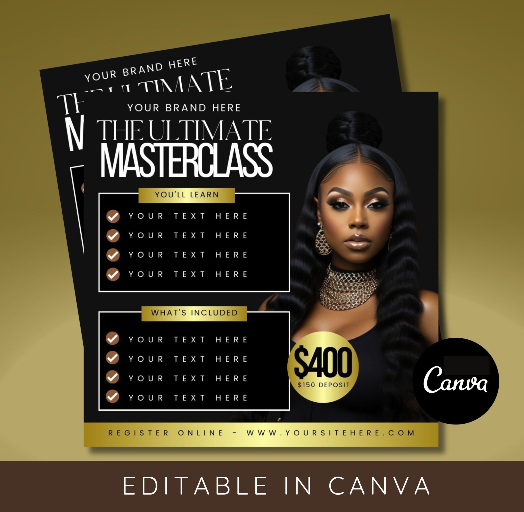 Editable Ultimate Masterclass Template Canva Beauty Tutorial Design ...