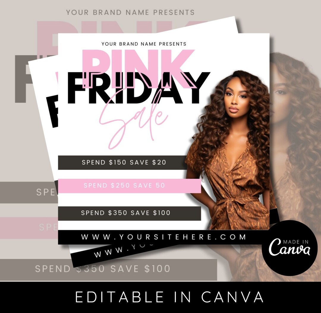 Editable Pink Friday Sale Template | Canva Beauty Tutorial | Design ...
