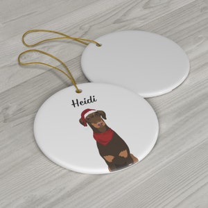 Personalized Doberman Ornament Using Name & Photo, Custom Dog Ornament, Custom Pet Portrait ...