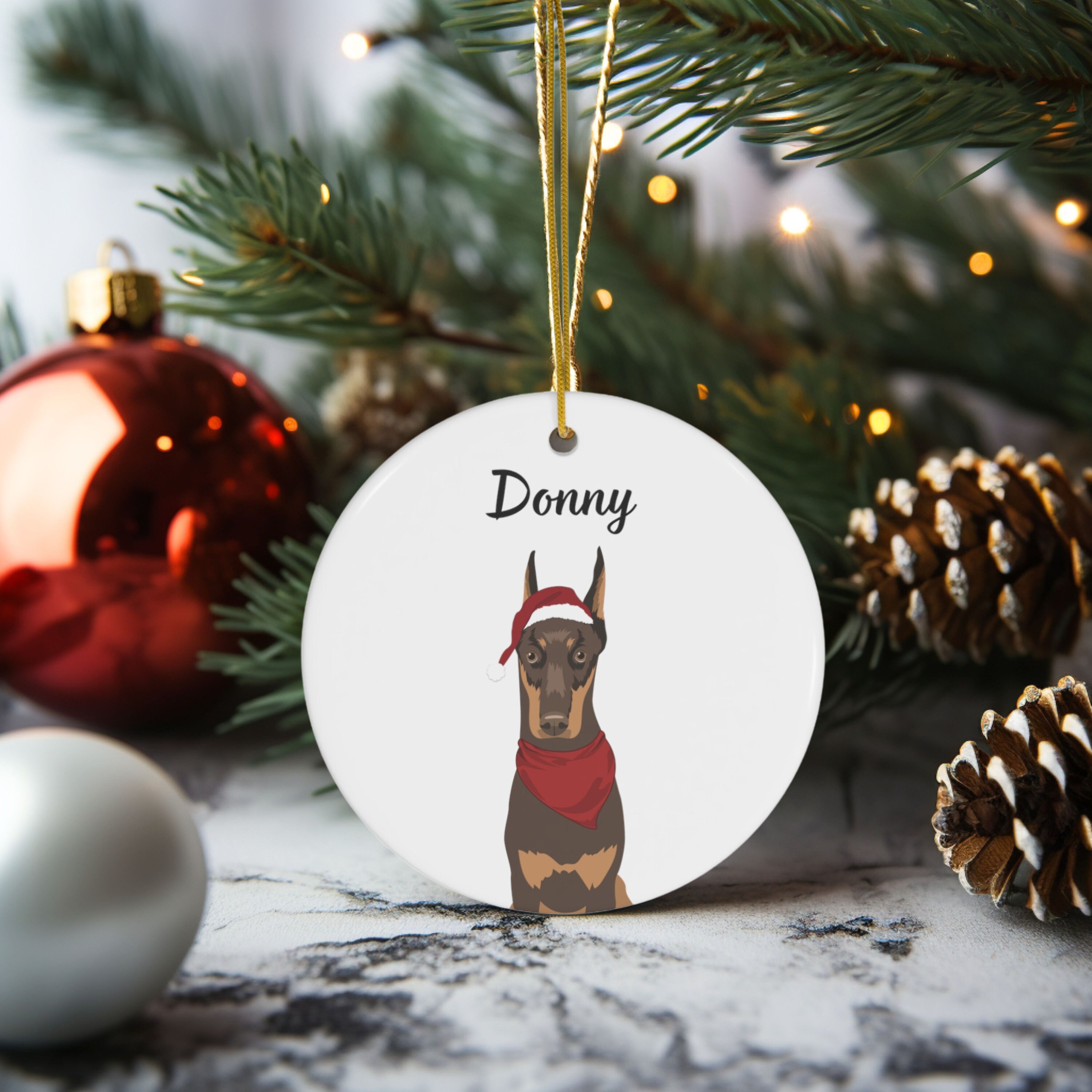 Personalized Doberman Ornament Using Name & Photo, Custom Dog Ornament ...