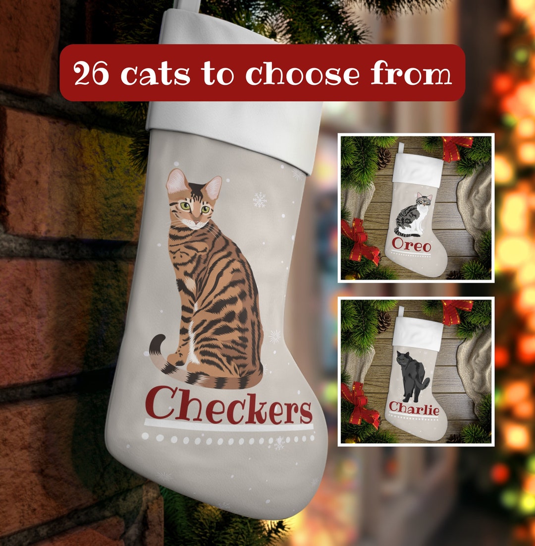 Personalized Cat Christmas Stocking Using Name and Photo, Custom Pet ...