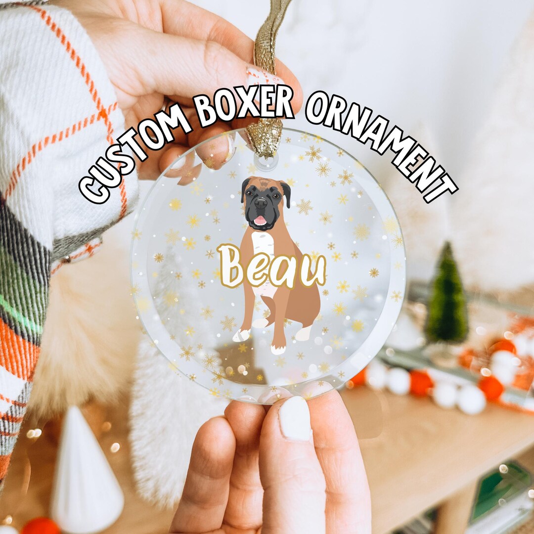 Personalized Boxer Ornament, Custom Dog Ornament, Custom Boxer Gift ...