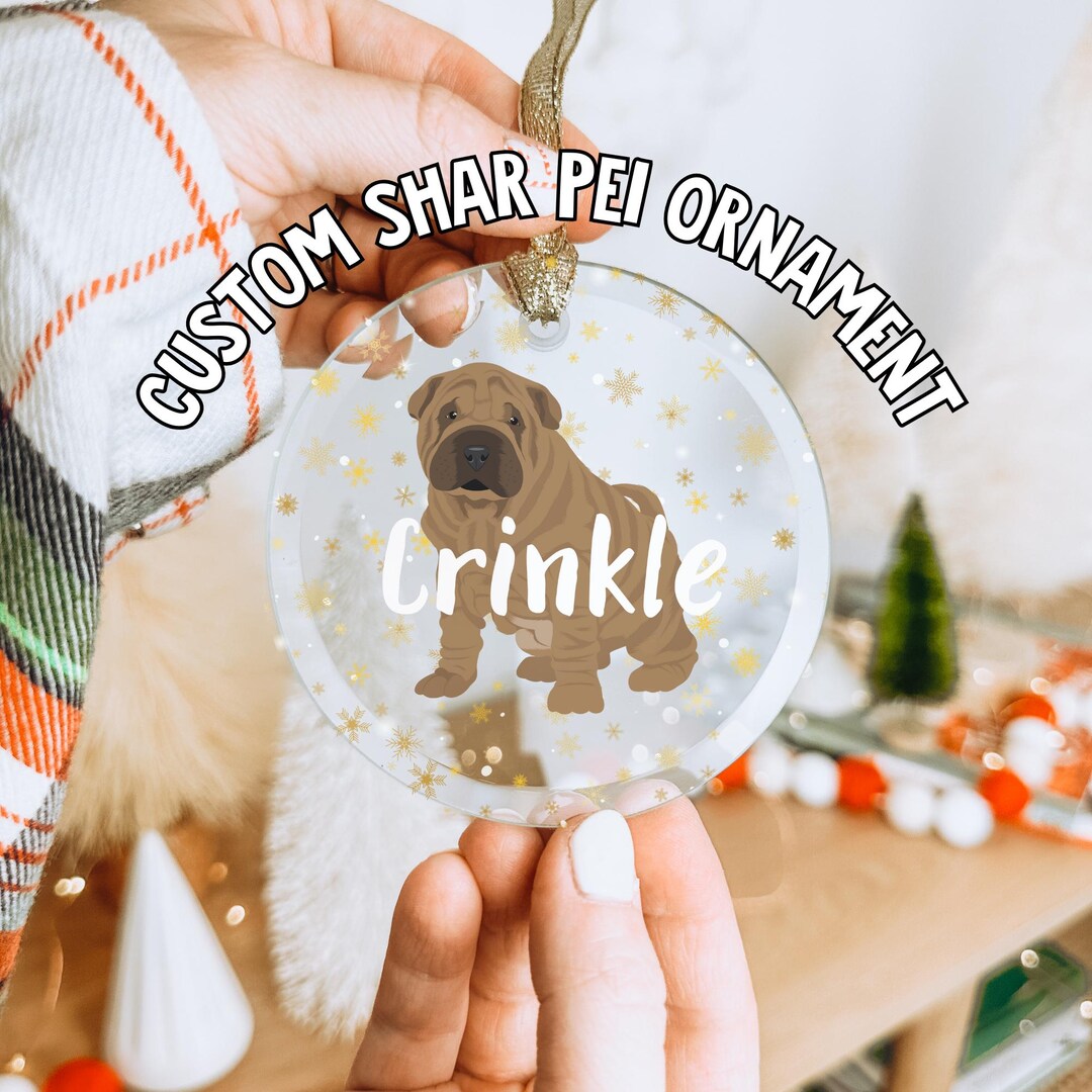 Personalized Shar-pei Ornament, Custom Dog Ornament, Custom Dog ...
