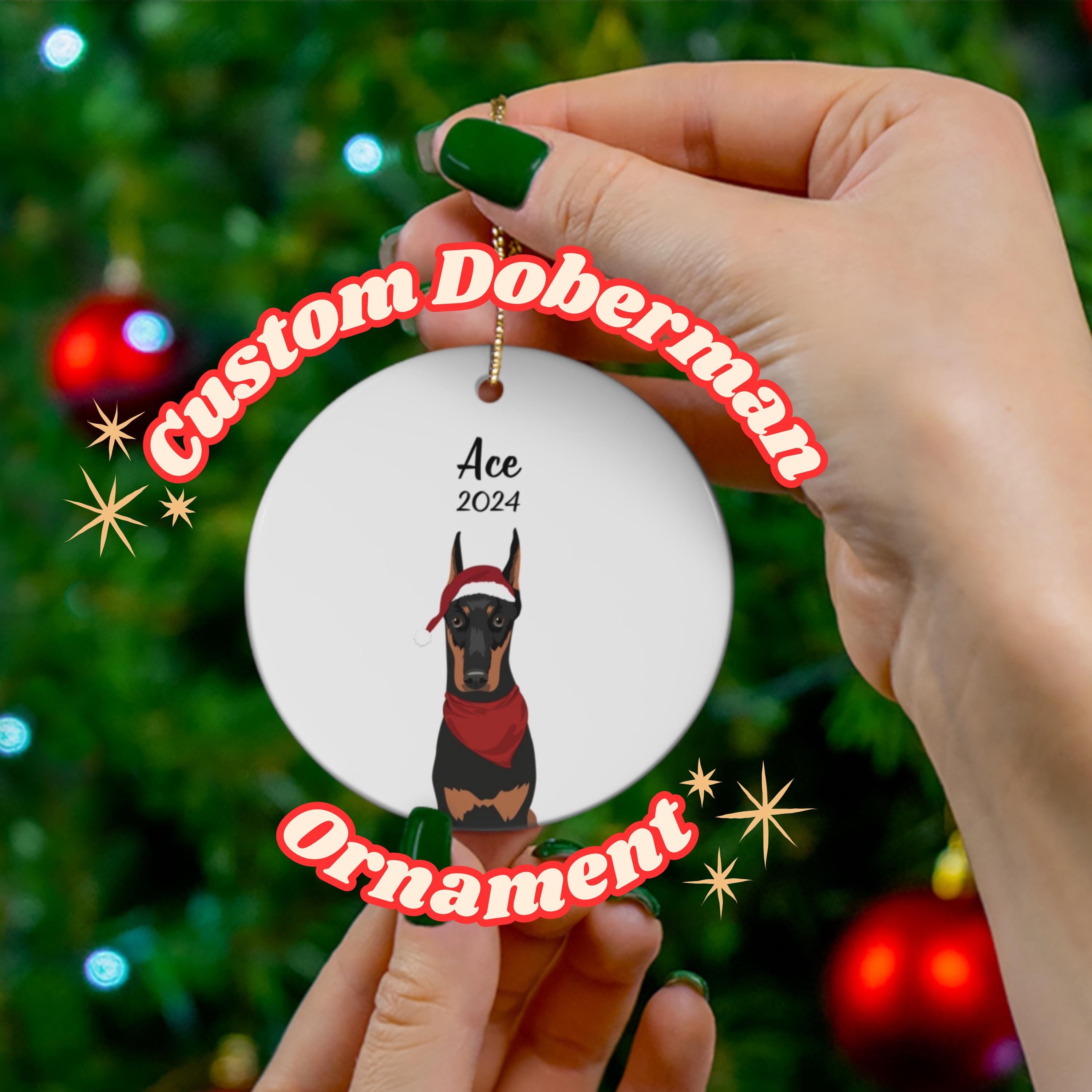Personalized Doberman Ornament Using Name & Photo, Custom Dog Ornament ...