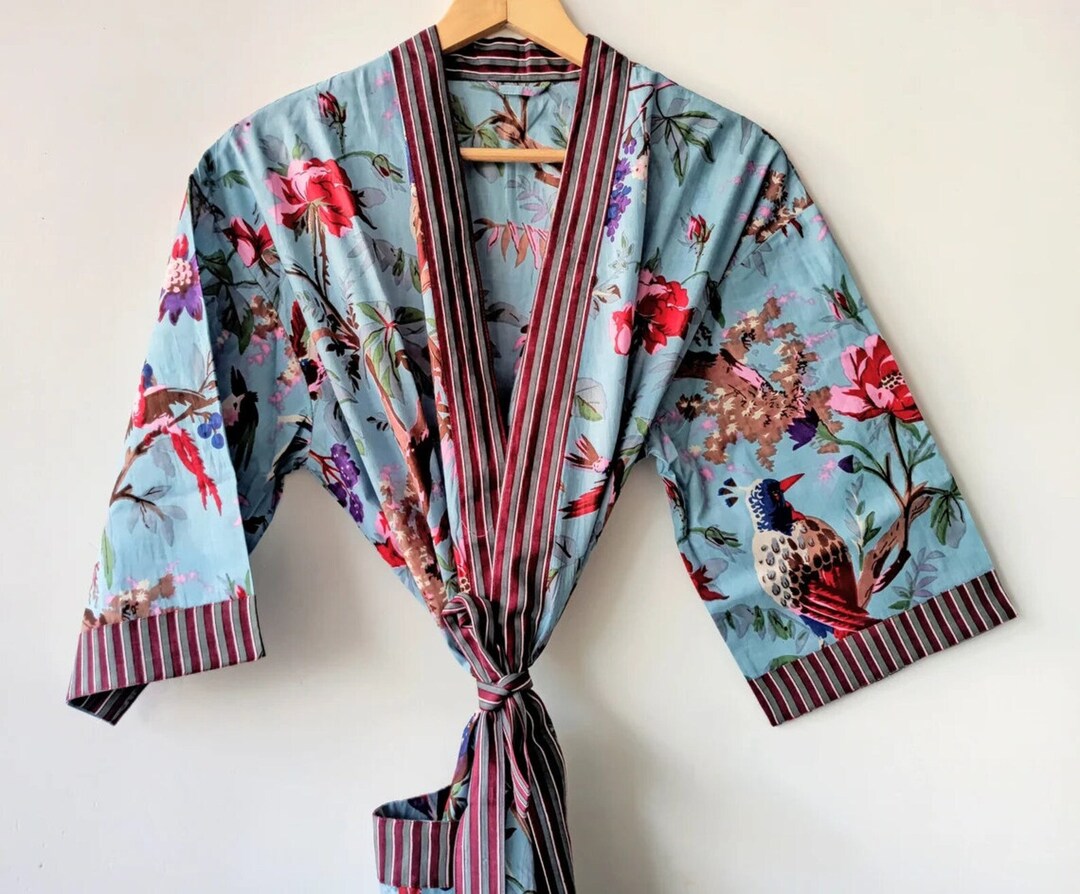 EXPRESS DELIVERY Cotton Kimono Robes, Bird Print Kimono, Soft and ...