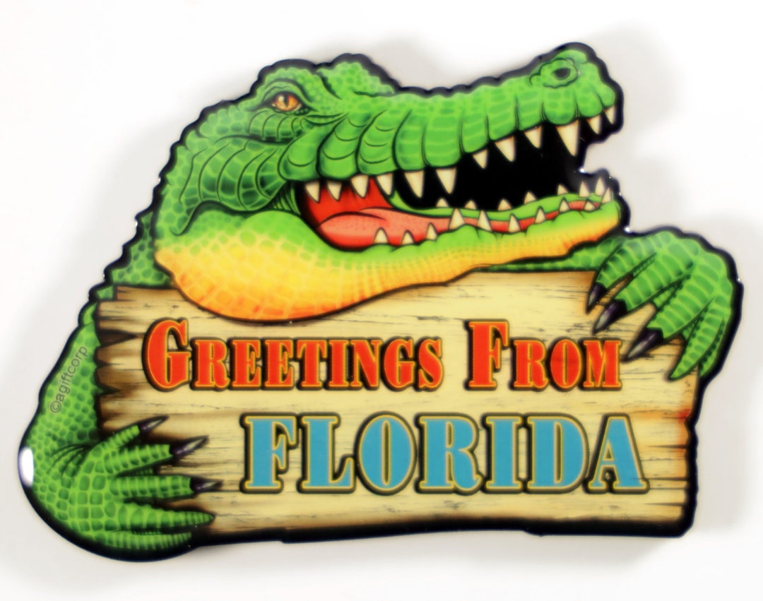 Florida Gator Greetings Sign Mdf Magnet 3.5" X 2.5" X 0.25 - Etsy