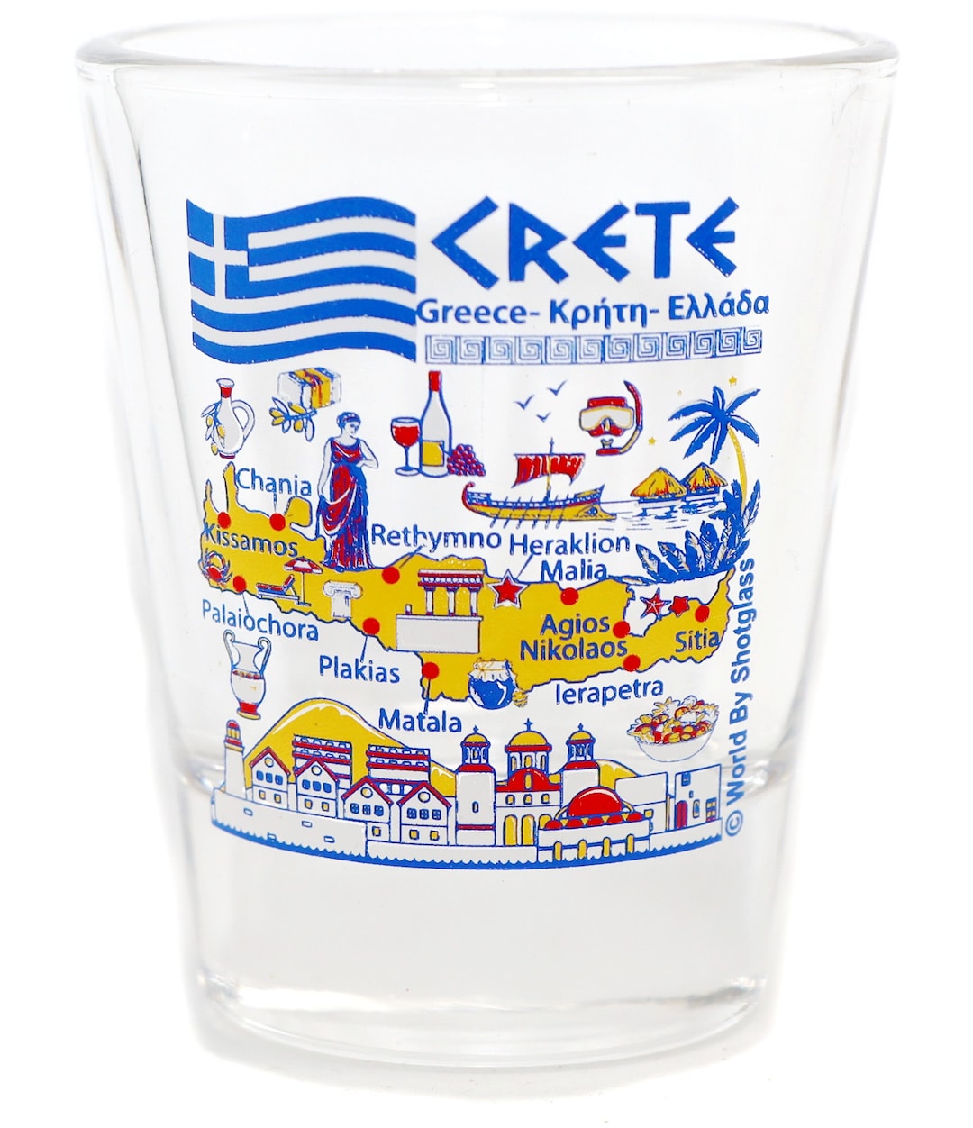 Crete Greece Landmarks and Icons Collage Shot Glass - Etsy