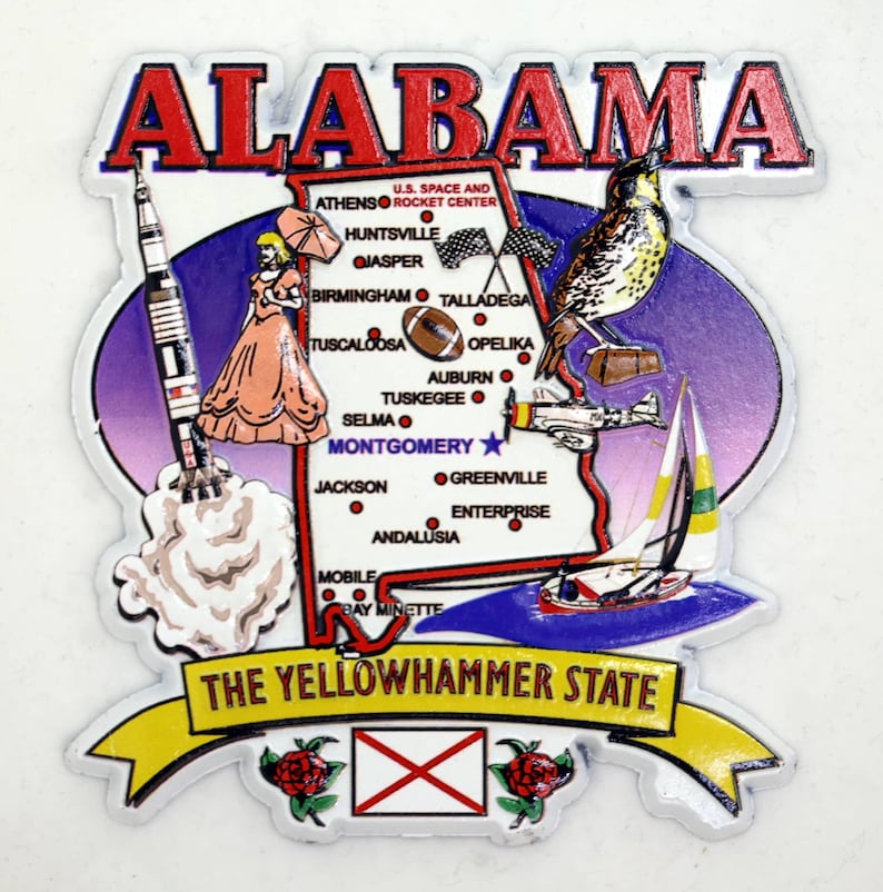 Alabama State Elements Map Fridge Collectible Souvenir Magnet - Etsy