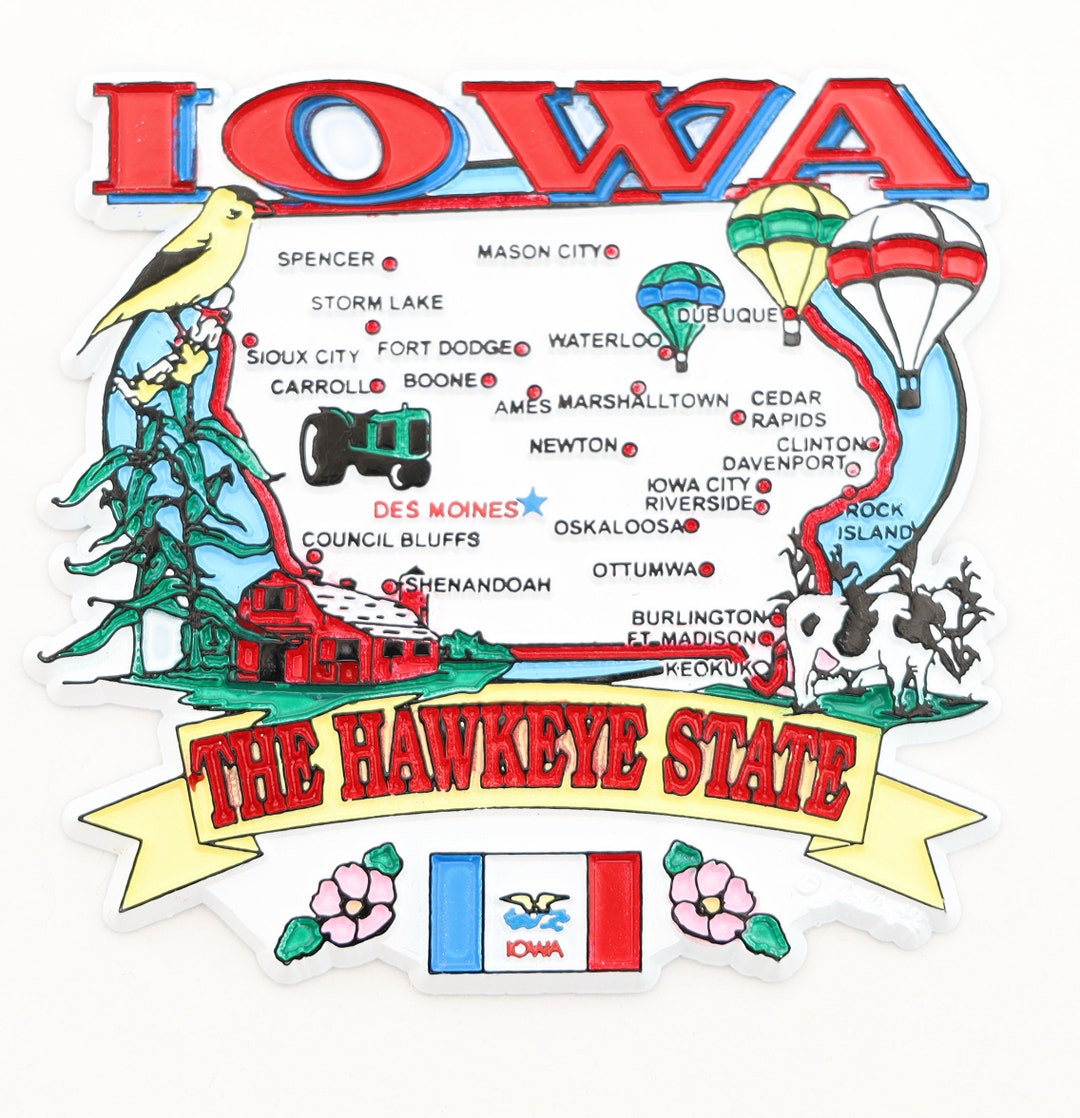 Iowa State Elements Map Fridge Collectible Souvenir Magnet - Etsy