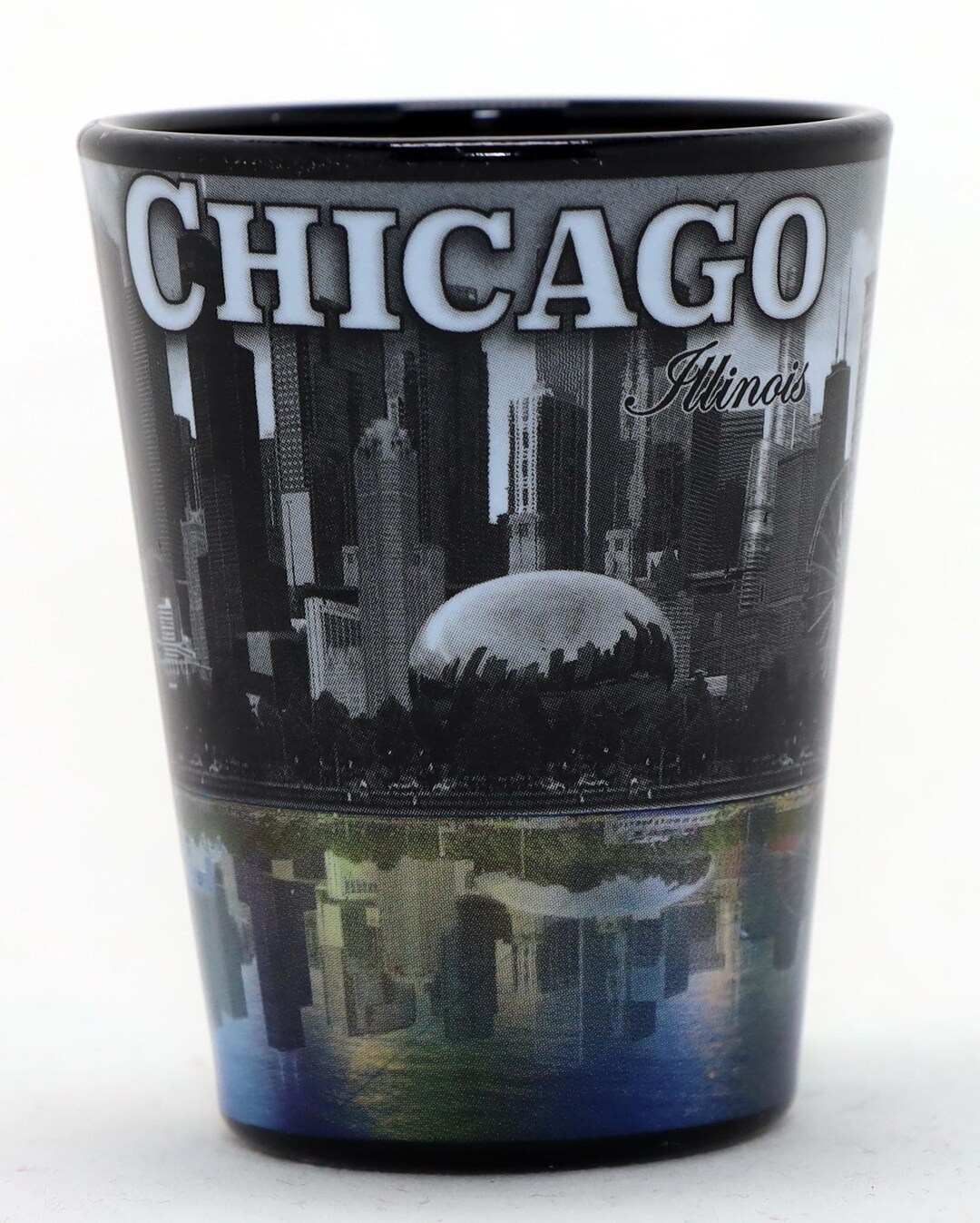 Chicago Illinois B&W With Color Reflection Ceramic Shot Glass - Etsy