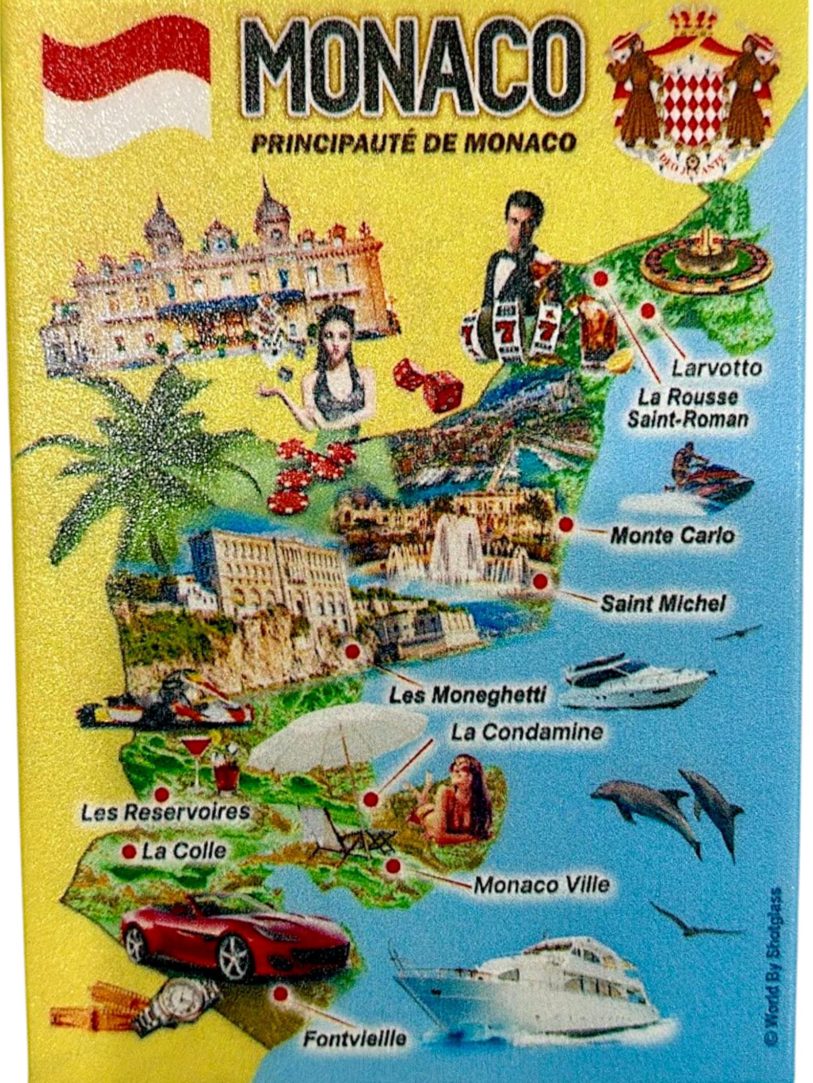 Monaco Graphic Map and Attractions Souvenir Fridge Magnet 2.5" X 3.5 - Etsy