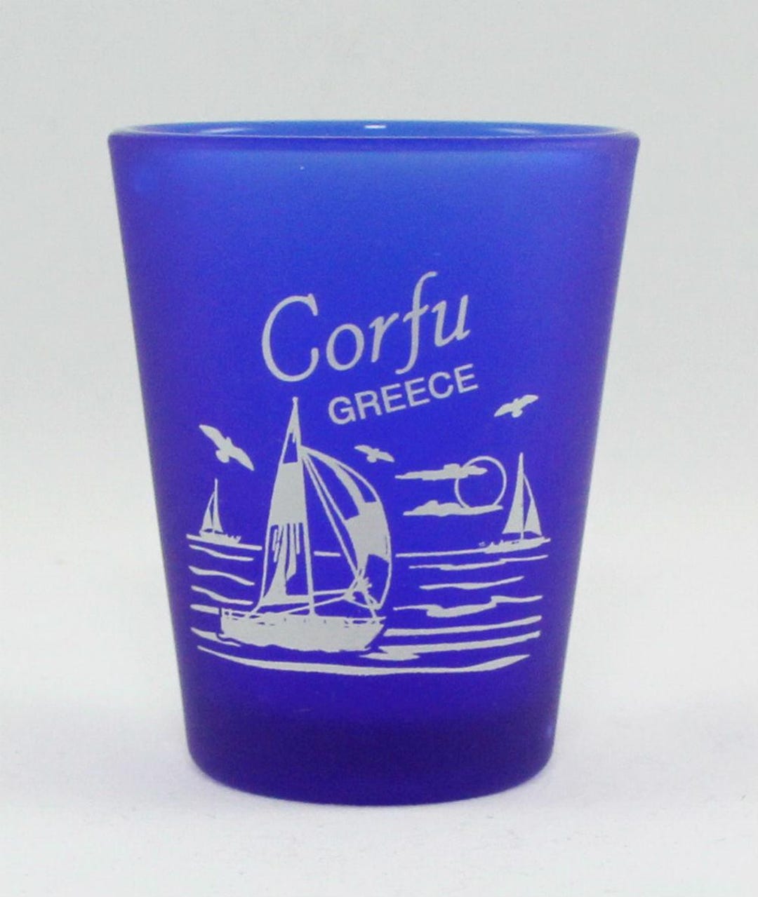 Corfu Greece Cobalt Blue Frosted Shot Glass - Etsy