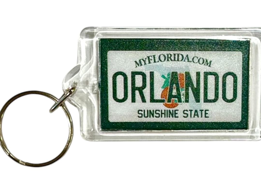Orlando Florida License Plate Acrylic Rectangular Souvenir Keychain 2.5 ...