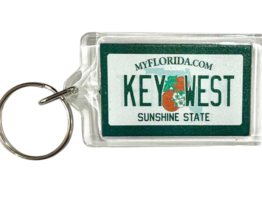 Key West Florida License Plate Acrylic Rectangular Souvenir Keychain 2. ...