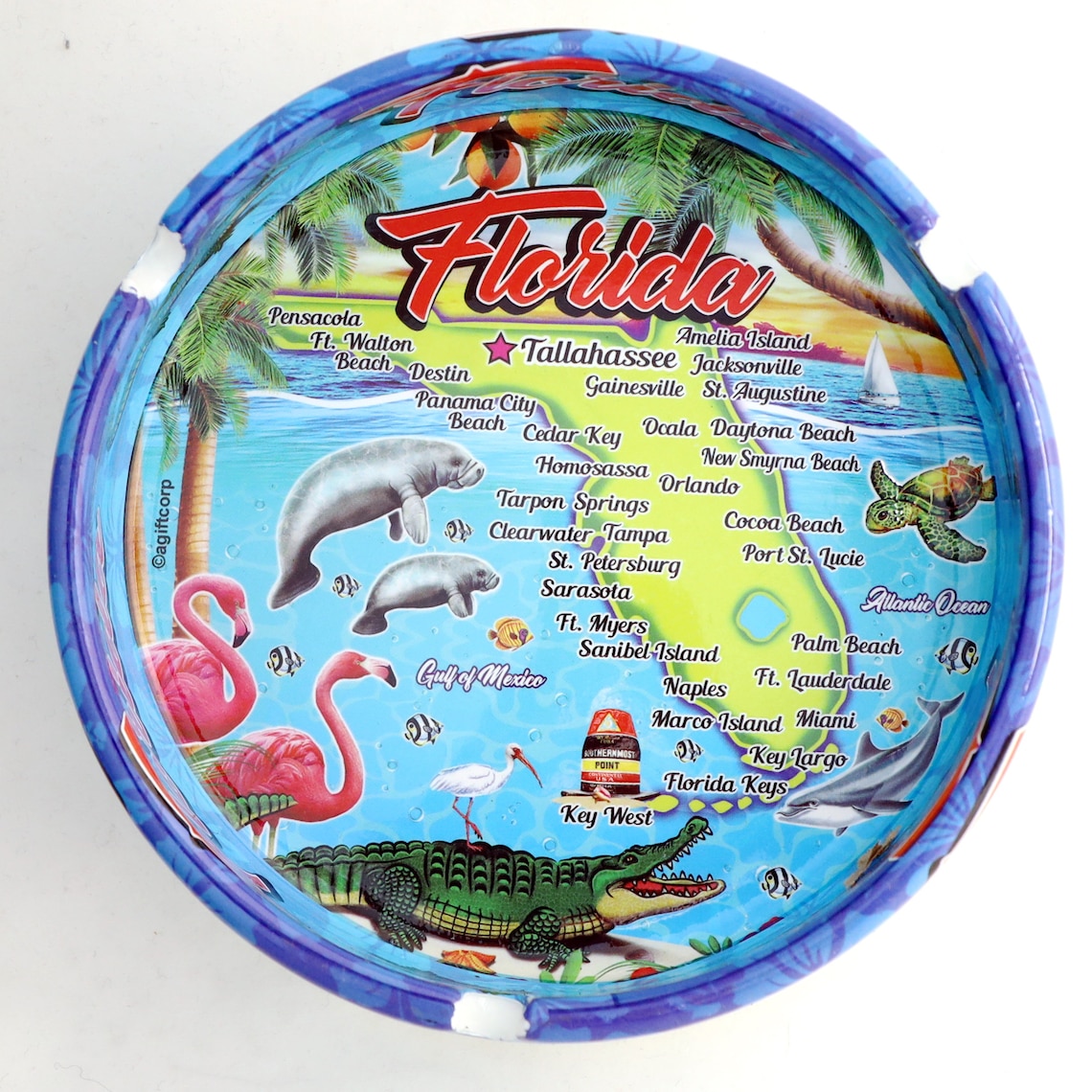 Florida Map Full Wrap Porcelain Ashtray 5 - Etsy