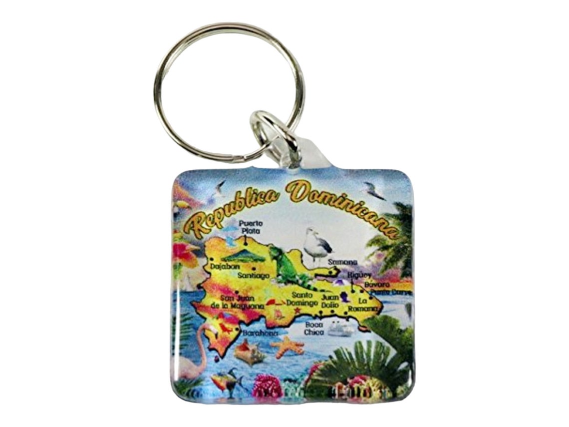 Dominican Republic Map Acrylic Square Souvenir Keychain 1.5" X 1.5" - Etsy