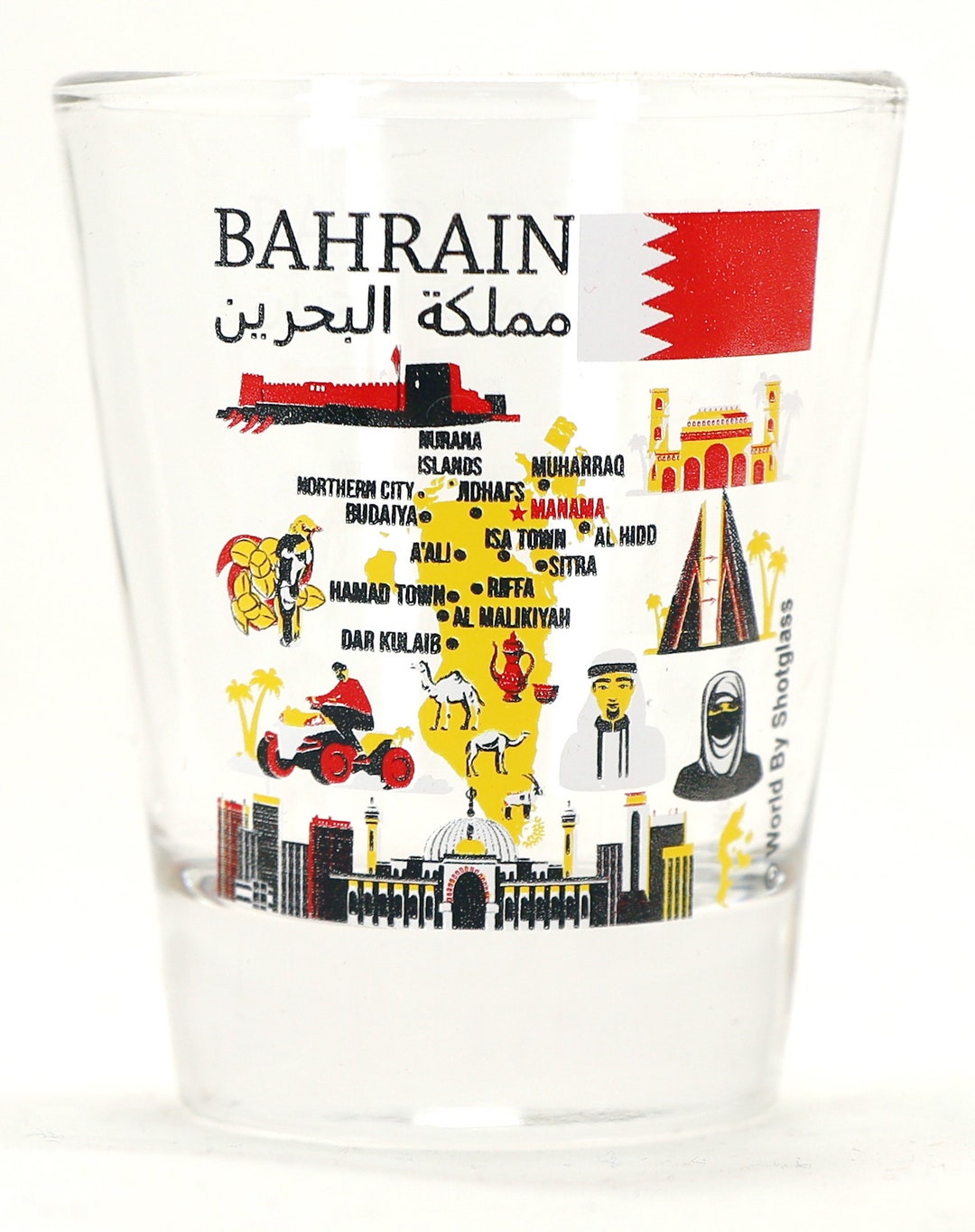 Bahrain Landmarks and Icons Collage Shot Glass - Etsy