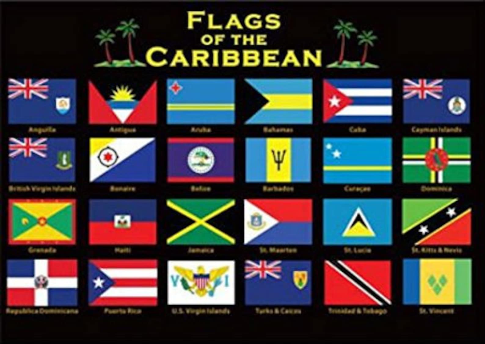 Caribbean Flags Fridge Collector's Souvenir Magnet 2.5 Inches X 3.5 ...
