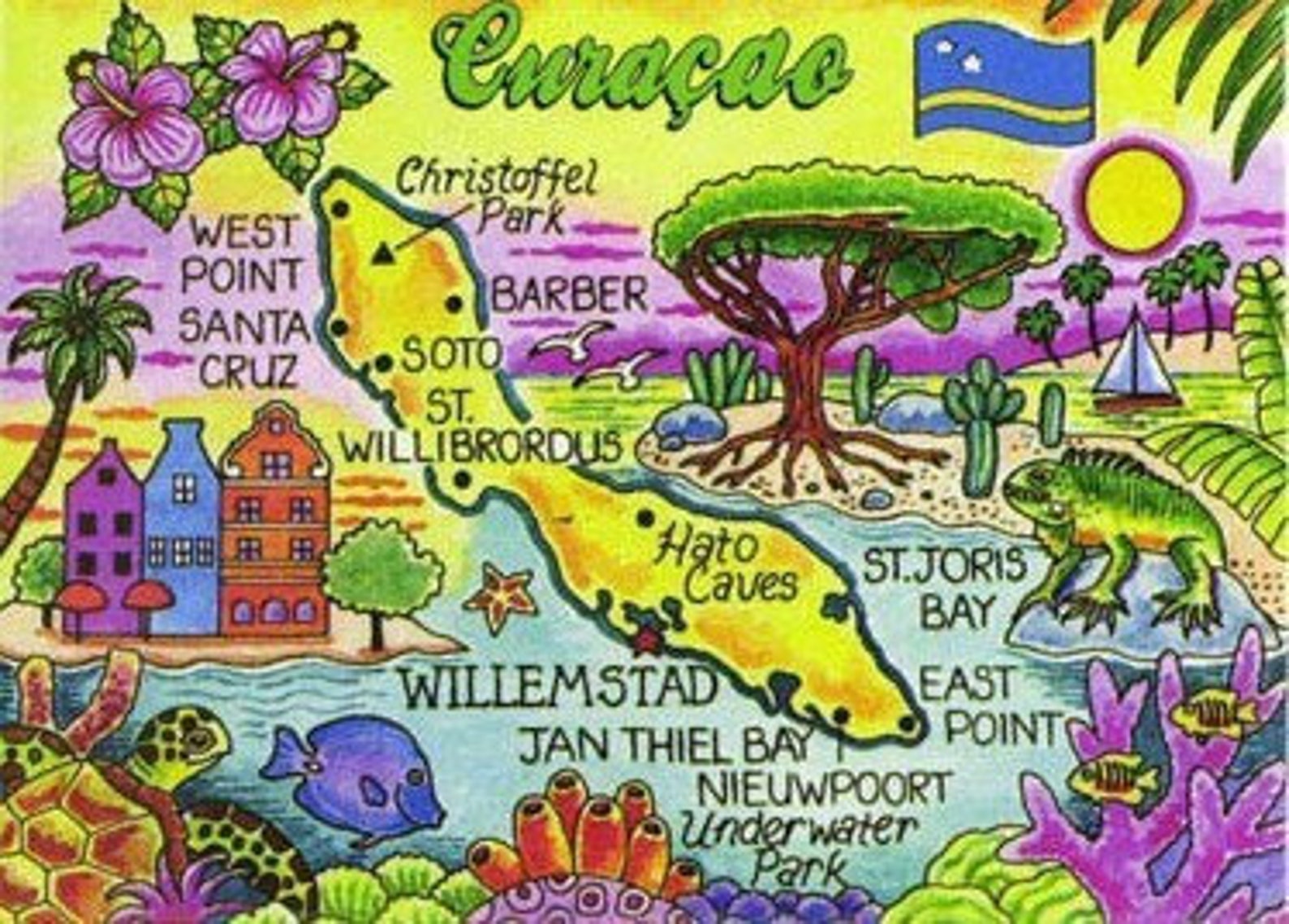 Curacao Map Caribbean Fridge Collector's Souvenir Magnet Classic Design ...