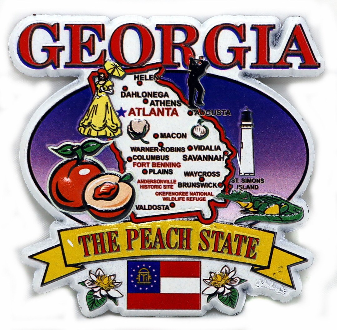 Georgia State Elements Map Fridge Collectible Souvenir Magnet - Etsy