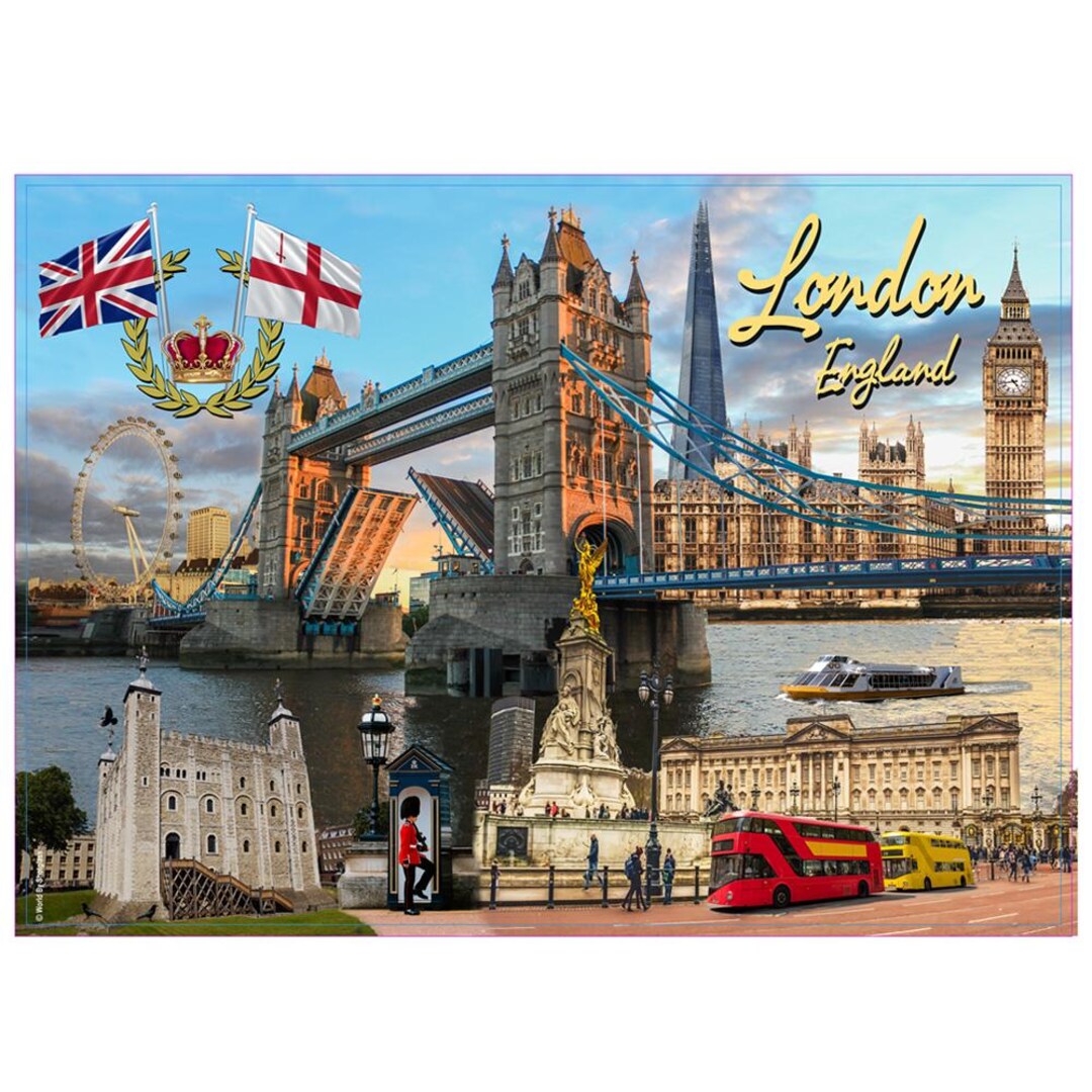 London England Landmarks and Icons Collage Jigsaw Puzzle 500 Pcs (21" X ...