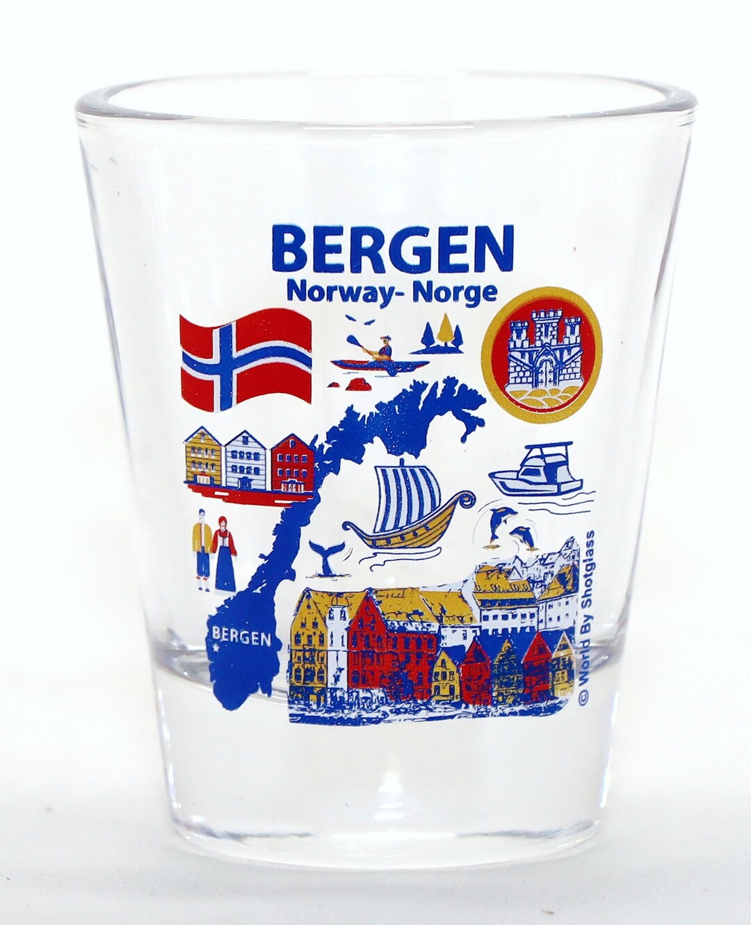 Bergen Norway Landmarks and Icons Collage Shot Glass - Etsy