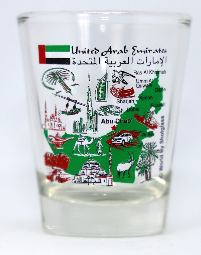 United Arab Emirates (UAE) Landmarks and Icons Collage Shot Glass - Etsy