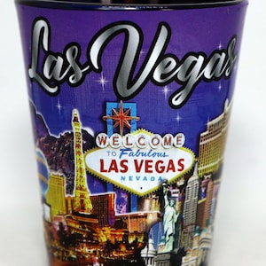 Las Vegas Nevada Blue Silver Skyline Inside Purple Outside Shot Glass ...