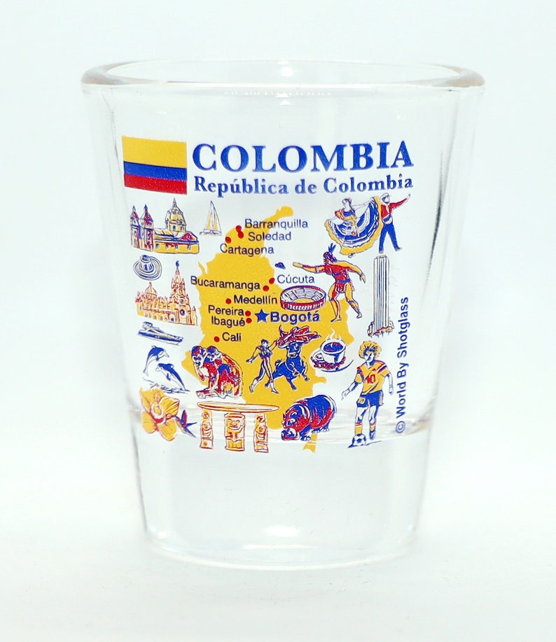 Colombia Landmarks and Icons Collage Shot Glass - Etsy