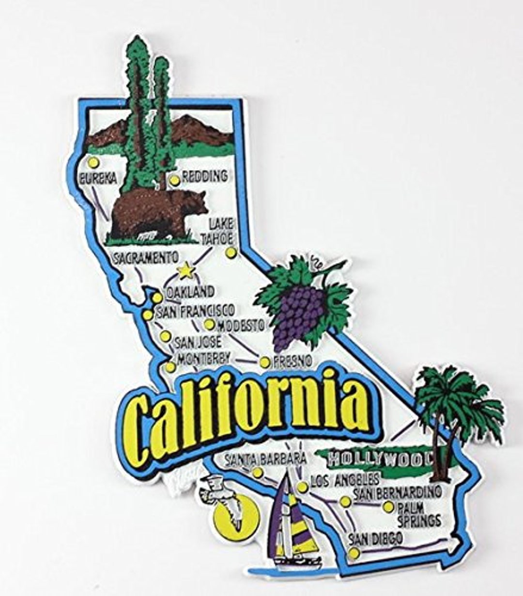 California State Map and Landmarks Collage Fridge Collectible Souvenir ...