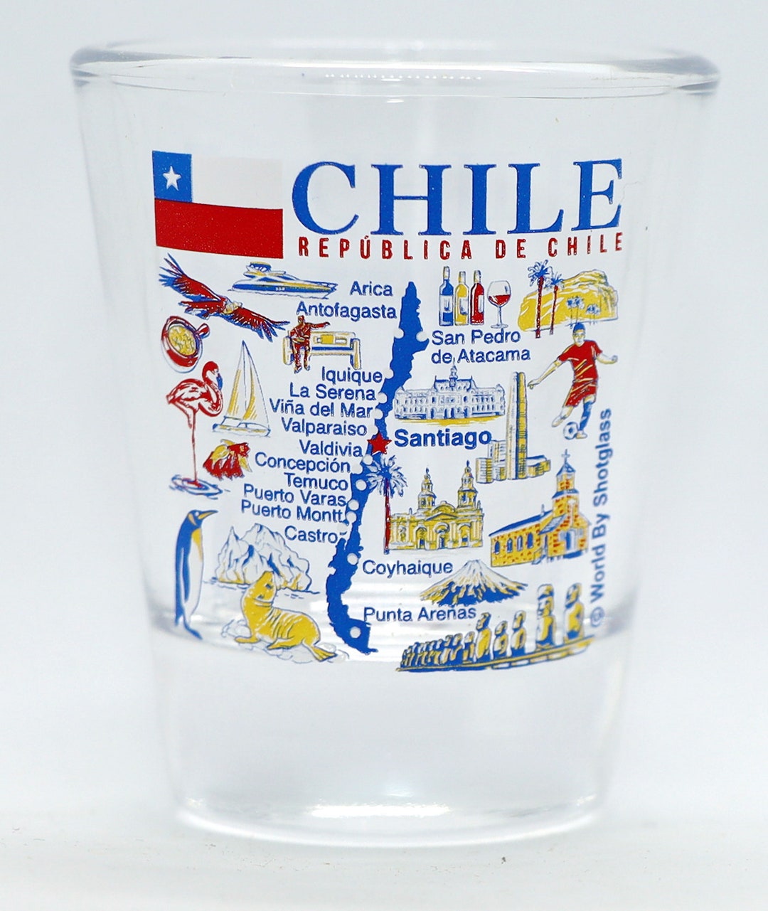 Chile Landmarks and Icons Collage Shot Glass - Etsy
