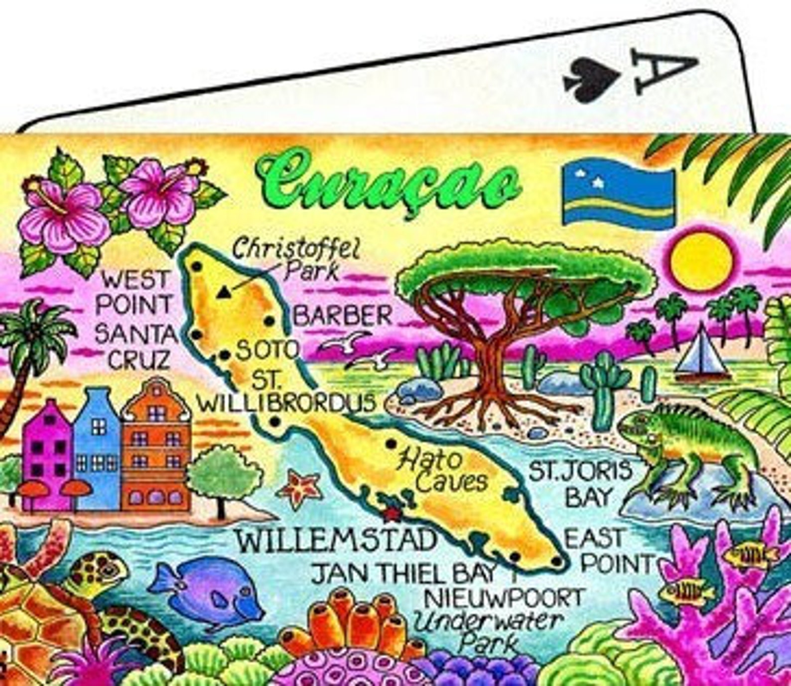 Curacao Netherlands Antilles Map Collectible Souvenir Playing Cards - Etsy