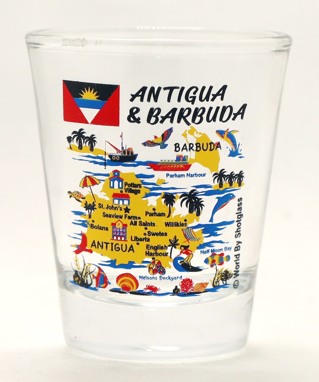 Antigua and Barbuda Landmarks and Icons Collage Shot Glass - Etsy